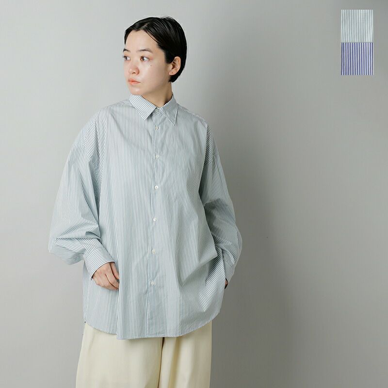 【2023ss新作】graphpaper グラフペーパー コットンブロード ストライプ ロングスリーブ オーバーサイズ レギュラーカラー シャツ gl231-50222b-yh レディース ...