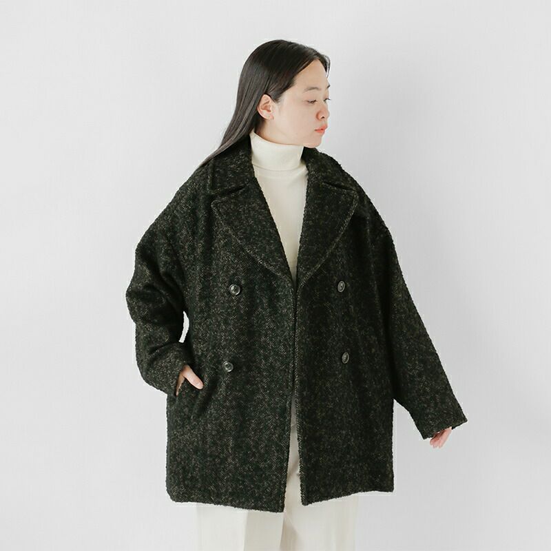 TICCA ティッカ ウール ミックスツイード ピーコート tbea-272-nk 2025aw新作 レディース | Piu di aranciato(ピウディアランチェート)